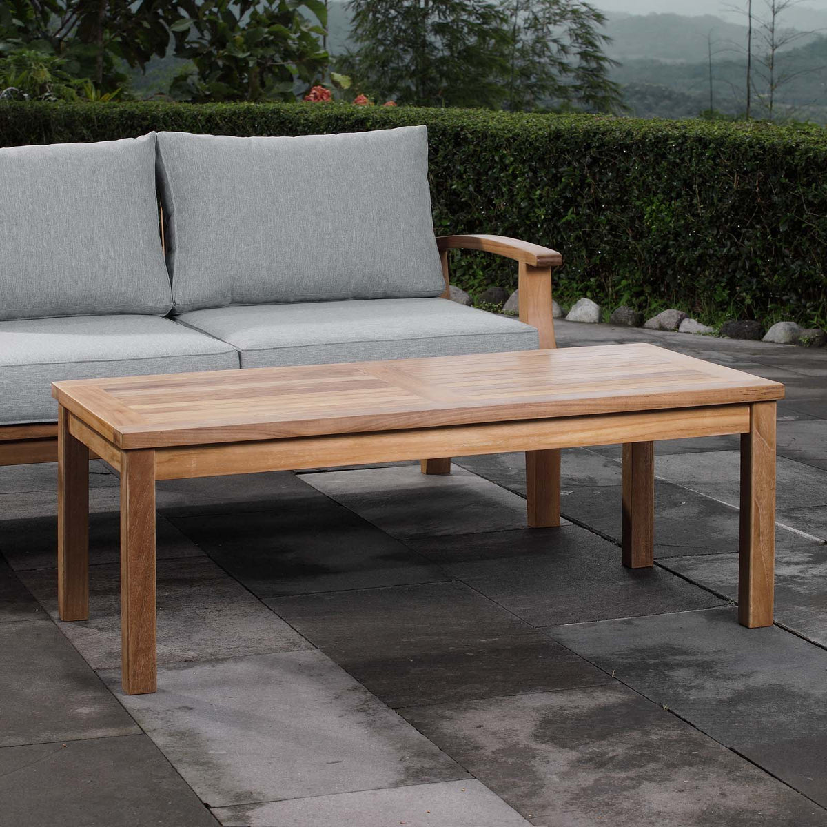 Marina Outdoor Patio Teak Rectangle Coffee Table by Modway — Lexmod