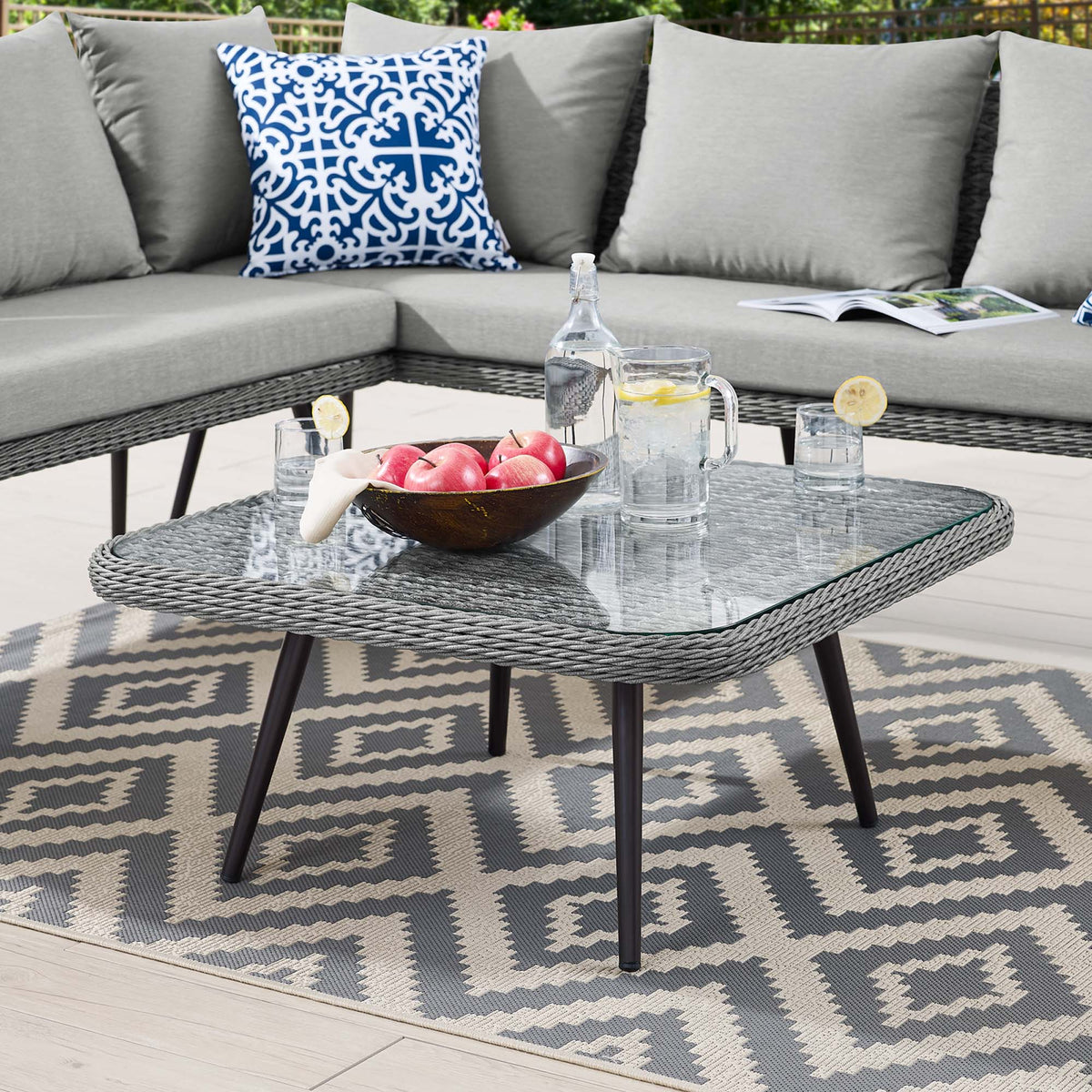 Endeavor Outdoor Patio Wicker Rattan Square Coffee Table by Modway — Lexmod