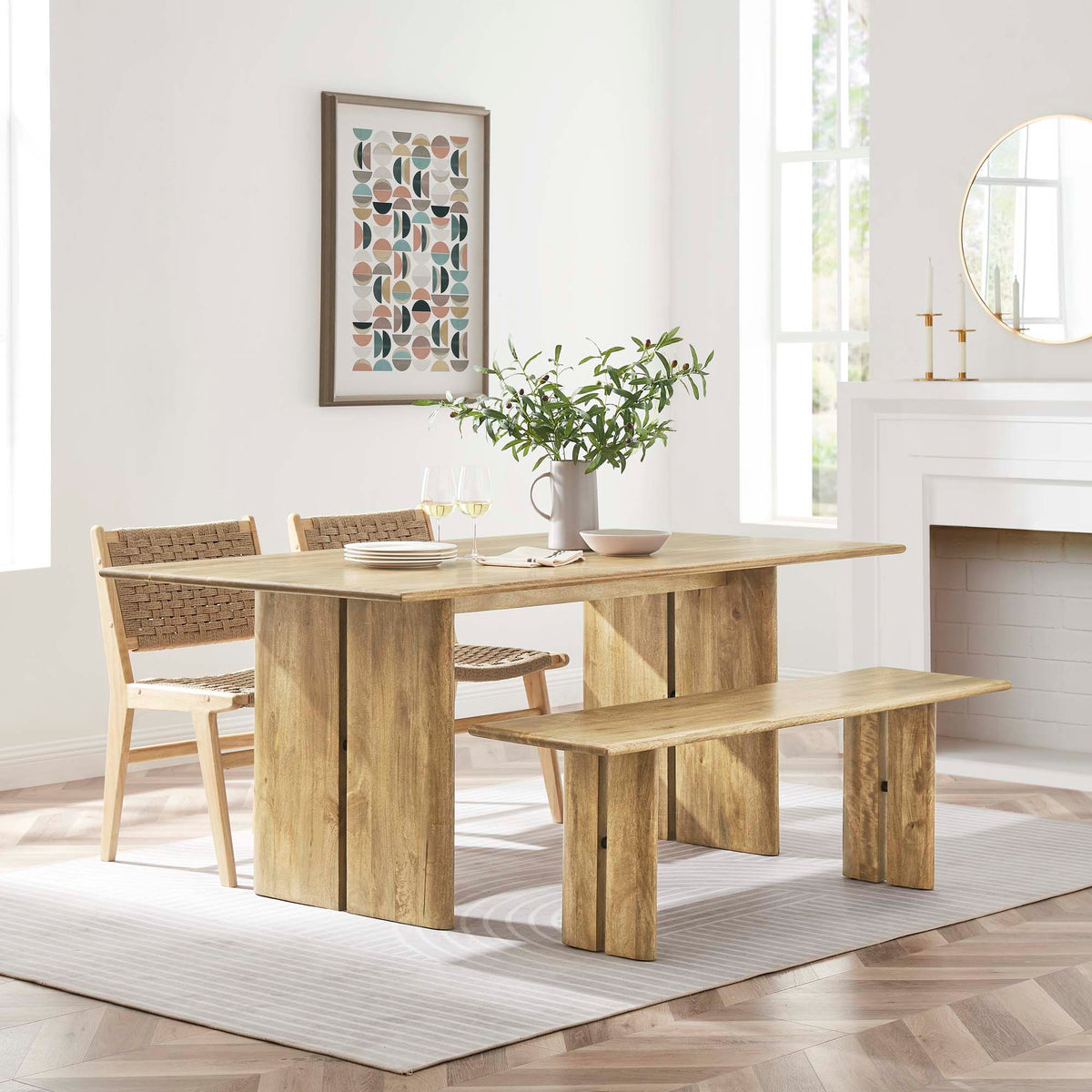 Amistad 72" Wood Dining Table and Bench Set by Modway — Lexmod