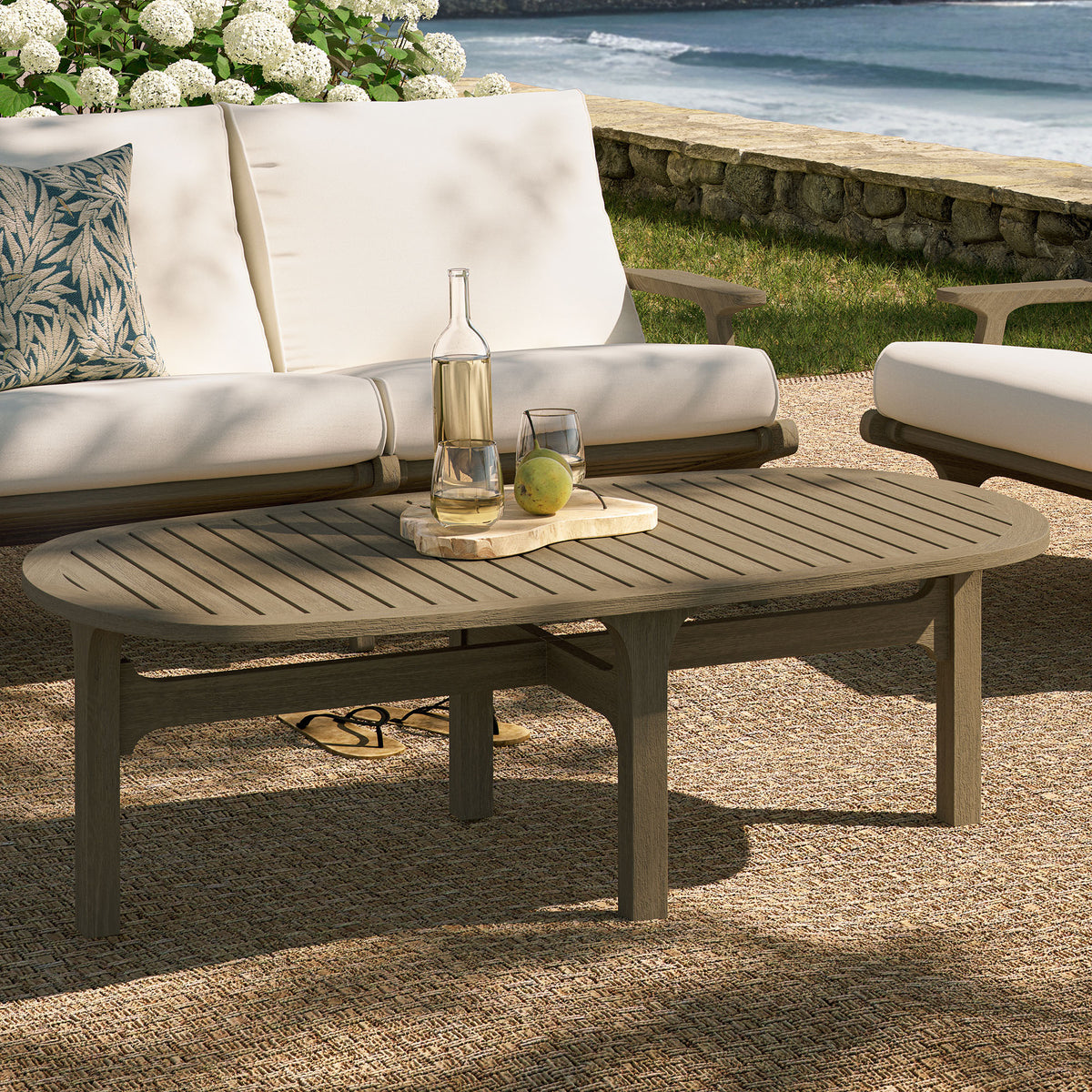 Saratoga Oval Outdoor Patio Teak Wood Coffee Table by Modway — Lexmod